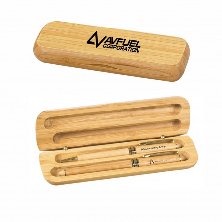 DGS05 Bamboo Case w/Pen & Rollerball Pen Gift Set